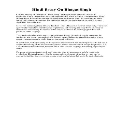 Hindi Essay On Bhagat Singh. 10-lines-on-bhagat-singh - TeachingBanyan.com