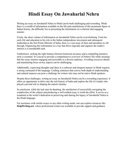 Essay On Pandit Jawaharlal Nehru. Moody Bible Institute | PDF
