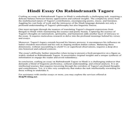 Hindi Essay On Rabindranath Tagore | PDF