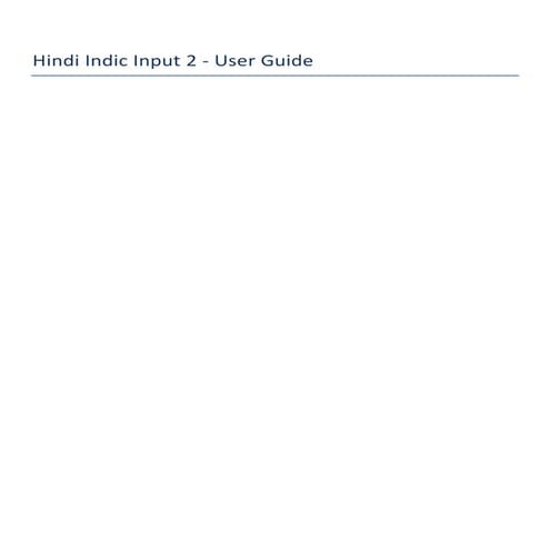 Hindi indic input 2 user guide | PDF