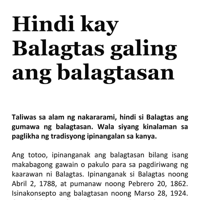 HINDI BALAGTAS GALING ANG BALAGTASAN | PDF
