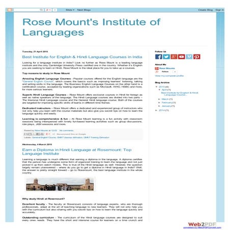 Best Institute for English & Hindi Language Courses in India | PDF