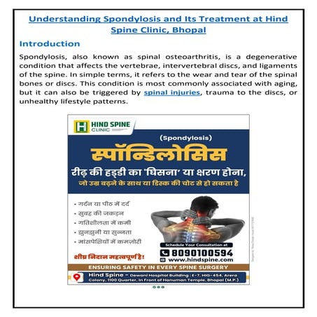Understanding Spondylosis and Its Treatment at Hind Spine Clinic ...