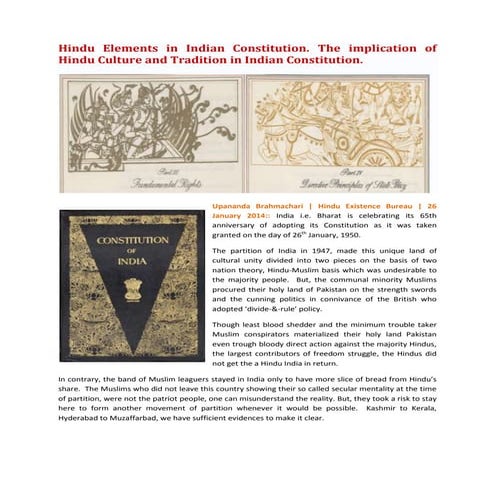 Hindu elements in Indian constitution. | DOCX