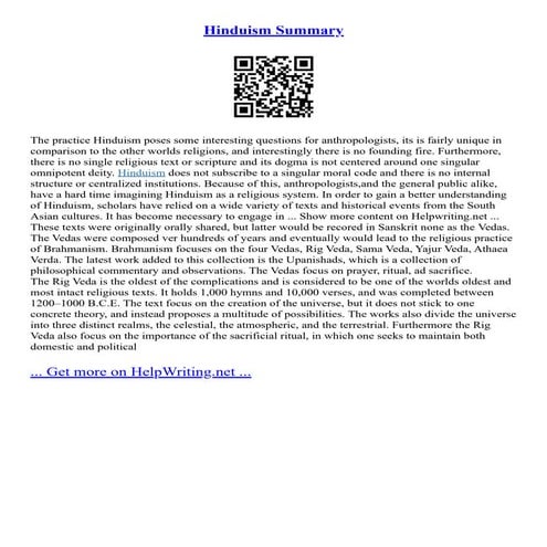 Hinduism Summary | PDF | Hinduism | Religion & Spirituality