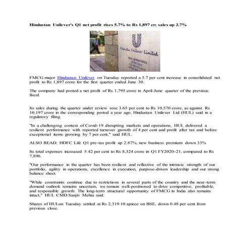 Hindustan unilever | DOCX