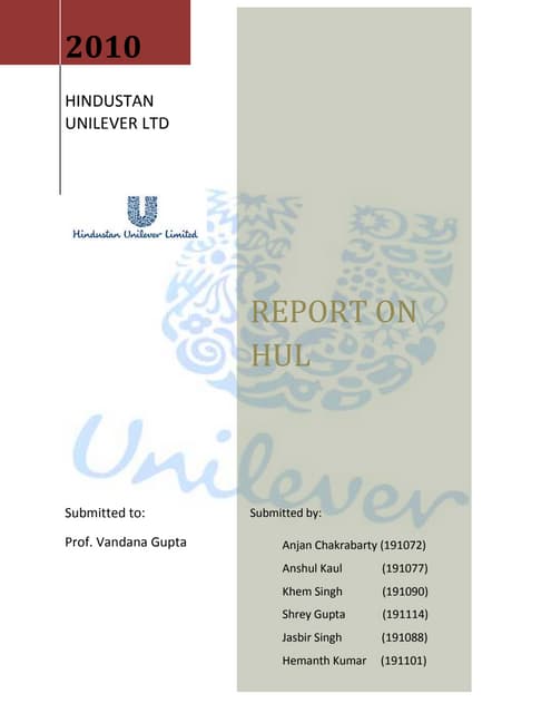 A Report On The Financial Analysis Of Hindustan Unilever Limited (HUL ...