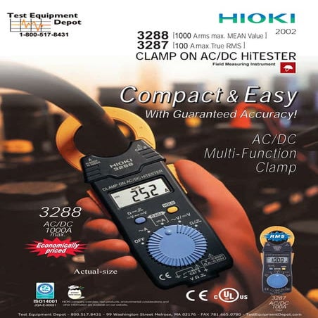 Hioki 3288 20 Clamp On AC/DC Hitester in Bangladesh | PDF