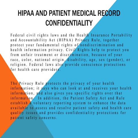 Hipaa and patient medical record confidentiality | PPTX