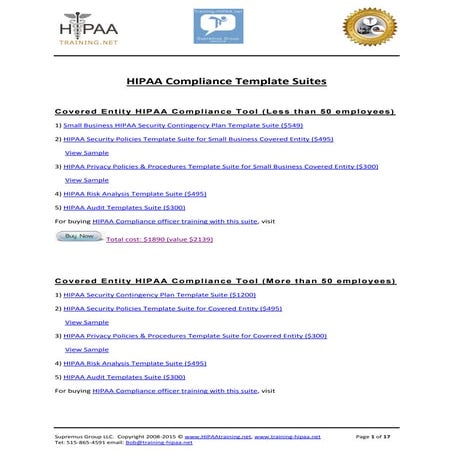 HIPAA Compliance Template Suites | PDF | Health Insurance | Insurance