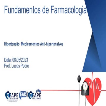 Aula de Farmacologia sobre Fármacos anti-hipertensivos | PDF