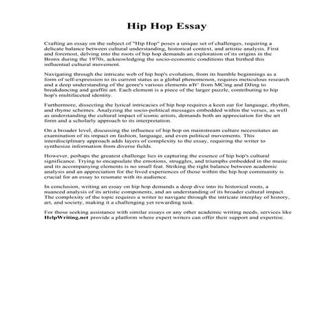 Hip Hop Essay Pdf