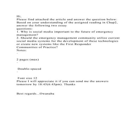 Hi,Please find attached the article and answer the question below.docx