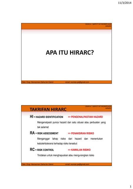 Hirarc table | DOCX | Injuries | Diseases and Conditions
