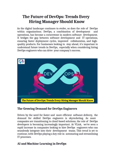 Hire devops developers - VLink - IT Staffing (Hire Developers) | PDF Hire devops developers - VLink - IT Staffing (Hire Developers) | PDF