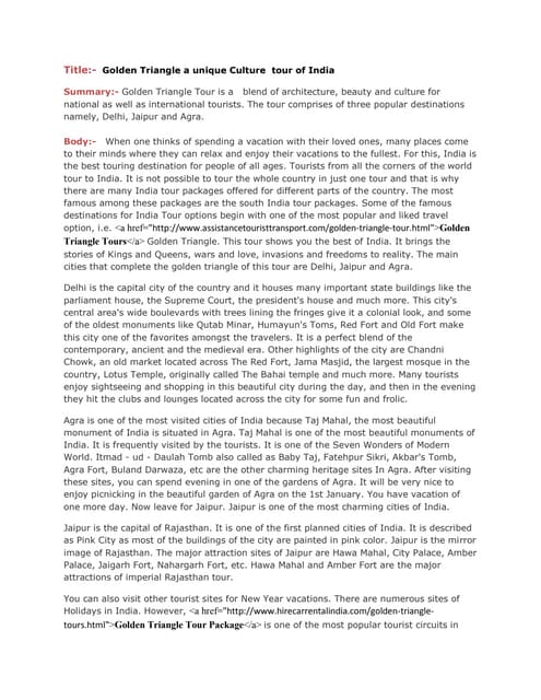 Golden triangle tour | PDF