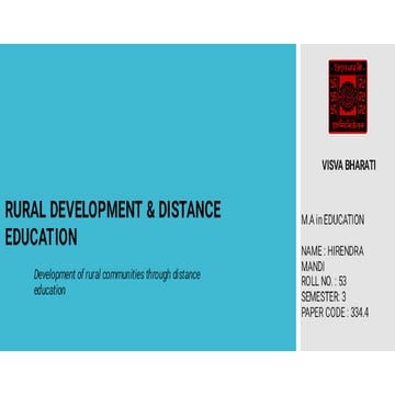 Rural Development and Distance Education | PDF