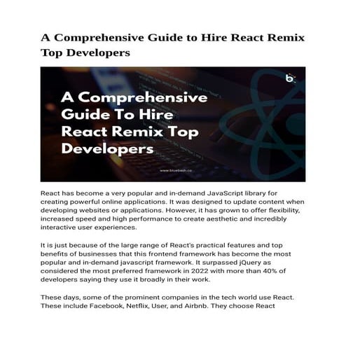Hire React Remix Top Developers | PDF
