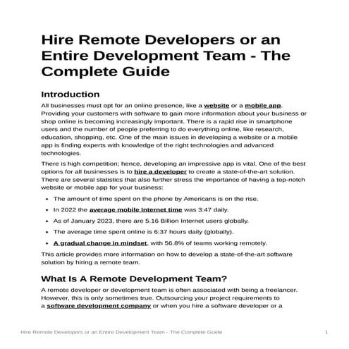 Hire Remote Developers or an Entire Development Team - The Complete ...