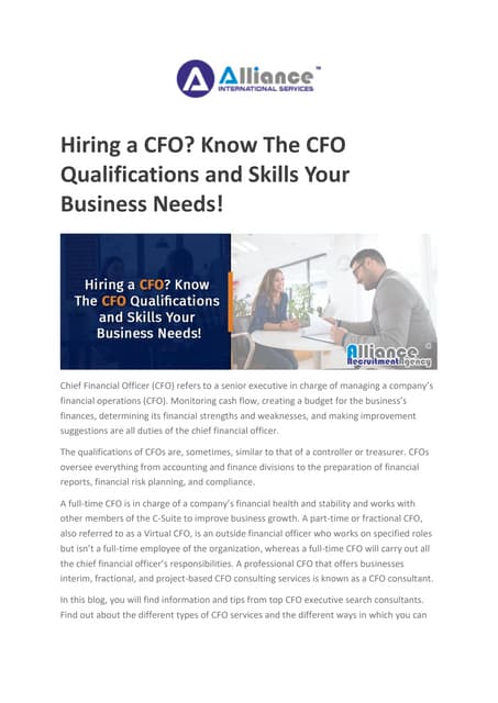 Key Skills for a Modern CFO | PPTX | Business Administration | Business