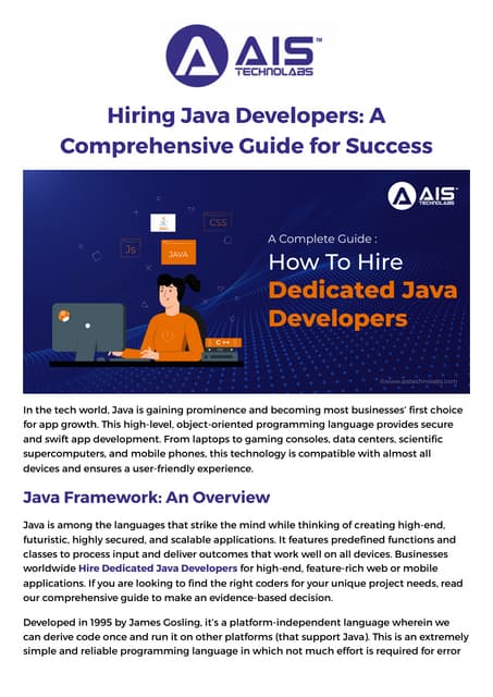 A Guide To Hiring Java Developers In 2022 Pdf