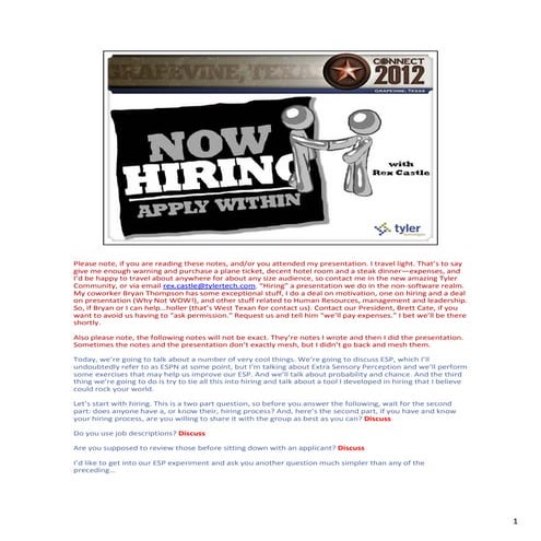 Hiring notes | PDF