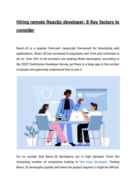 Hiring Remote Reactjs Developer 8 Key Factors To Considerpdf