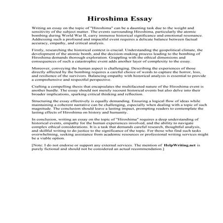 Hiroshima Essay | PDF