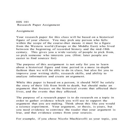 HIS 101 Research Paper AssignmentAssignmentYour resear | DOCX