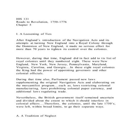 Chapter 5 Imperial Reforms and Colonial Protests, 1763-1774 | DOCX