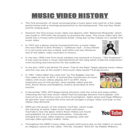 Hisotry of music vids | DOCX