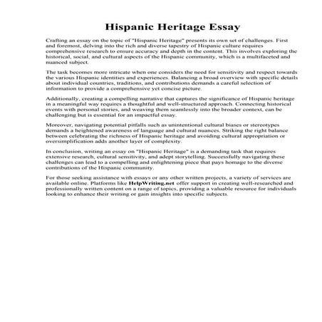 Hispanic Heritage Essay. Latino/Hispanic Culture Research Paper Example ...