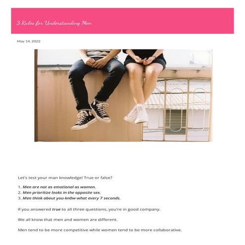 3 Rules for Understanding Men | PDF