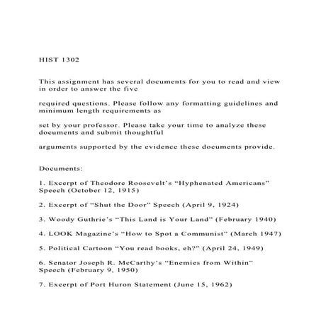 HIST 1302 This assignment has several documents for you .docx