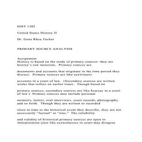 HIST 1302 United States History II Dr. Gene Rhea.docx