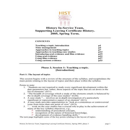 Hist 2005 teaching a topic lc | PDF