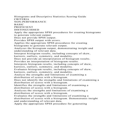 Histograms and Descriptive Statistics Scoring GuideCRITERIANON.docx