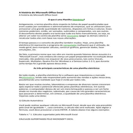 Historia do excel | PDF | Computing | Technology & Computing