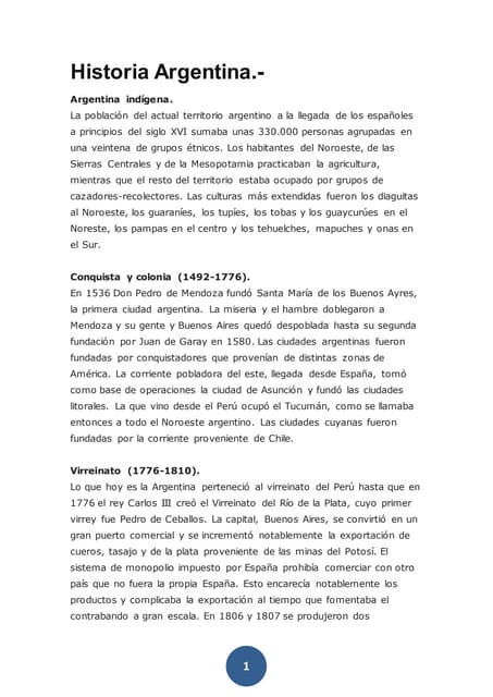 Breve resumen de la historia de argentina | PPT