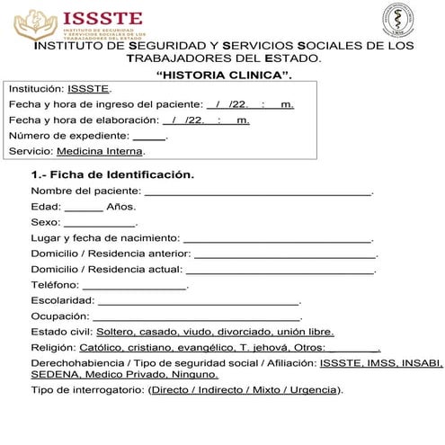Formato de Historia Clinica | DOCX