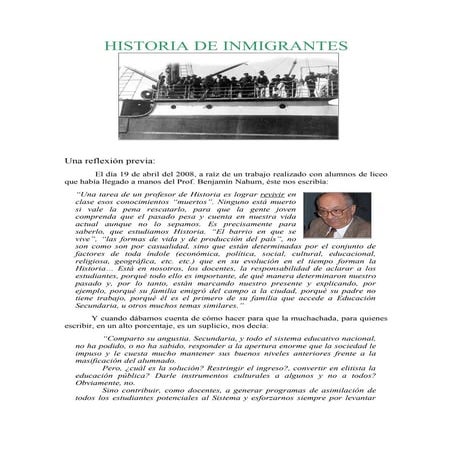 Historia de inmigrantes | DOC