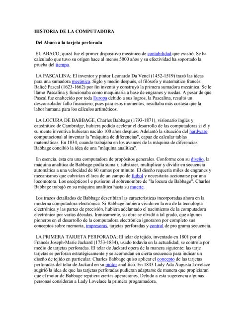 historia de la computadora y sus generaciones | PDF