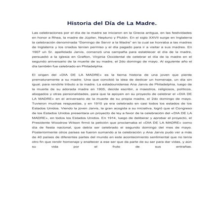 Historia del día de la madre | DOCX