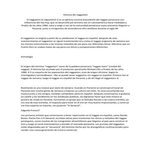 Historia del reggaetón | DOCX