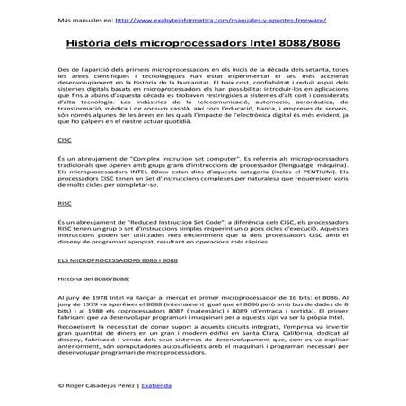 Història dels microprocessadors intel 8088 i 8086 | PDF