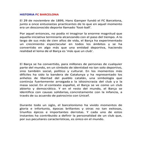 Historia fc barcelona | DOCX