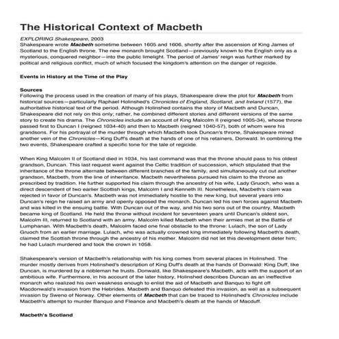 Historical Context of Macbeth from Parkland Schools | PDF | Free Download