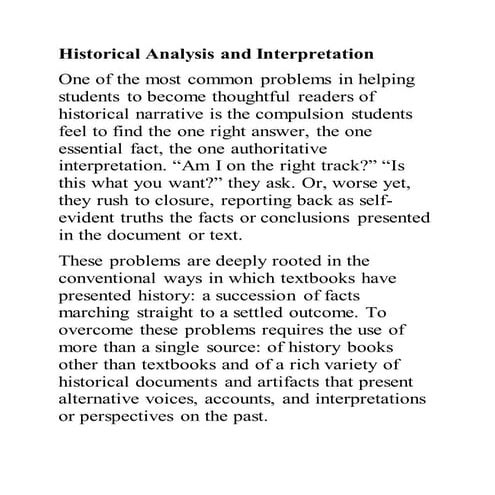Historical analysis and interpretation bs1 | DOCX | Educational ...
