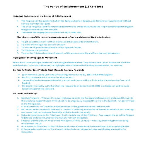 Historical background of the period of enlightenment | DOCX