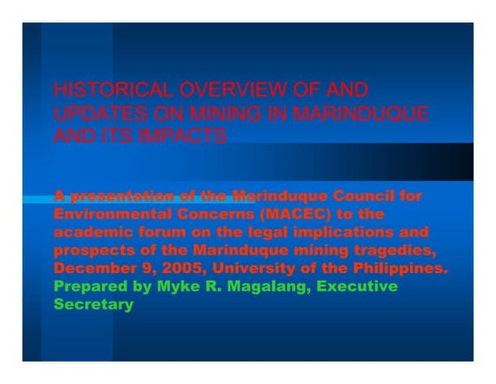 Environmental damages and health hazards caused by marcopper | PPT